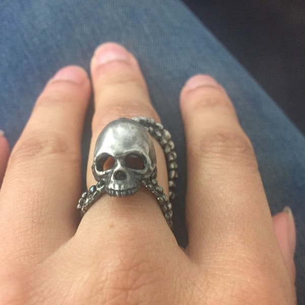 Krasue Finger Wrapping Adjustable Dark Spiritual Skull Ring | Brass ...