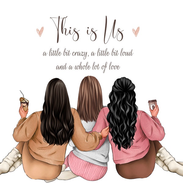 Best Friends Personalized Print, Custom 3 Friend Prints, Three Best ...