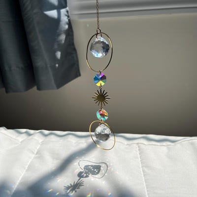 Silver Bangle Sun Catcher Hanging Crystal Prism Sun Window Hanger ...