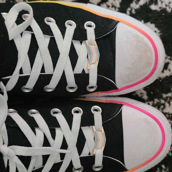 Trans Lace Locks — Small Subtle Gay Pride Shoelace Enamel Badge Shoe ...