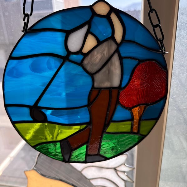 Golfer Stained Glass Pattern - Etsy