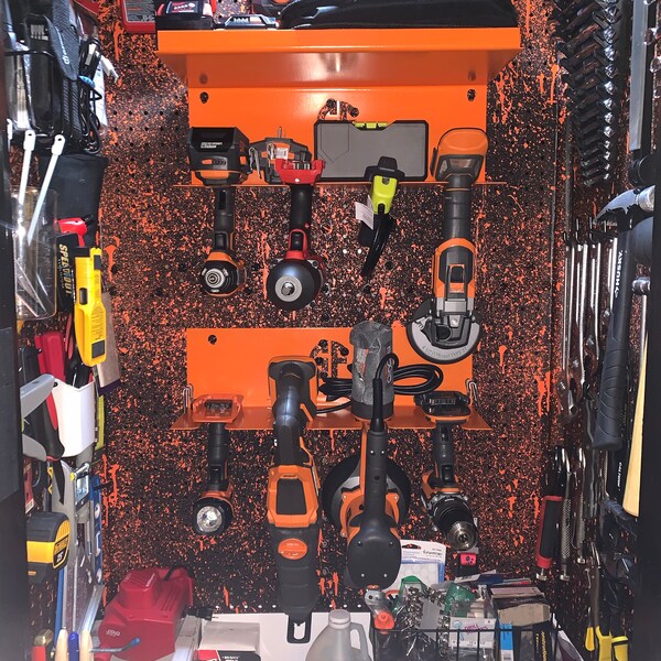 Metal Power Tool Rack, Heavy Duty Storage Shelf, Tool Organization ...