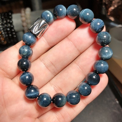 Hawk Eye Blue Tiger Eye Beads Genuine Natural Grade AA Gemstone Round ...