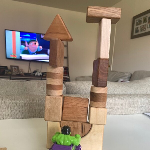 Wooden Block Set | Safe for Hand and Mouth Play | Wooden Blocks ...