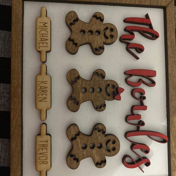Gingerbread Family Sign, Christmas Home Decor, Personalized Gingerbread ...