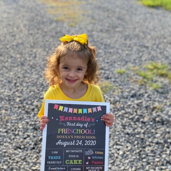 First Day of Preschool Sign, First Day of School Sign, Girls Preschool ...