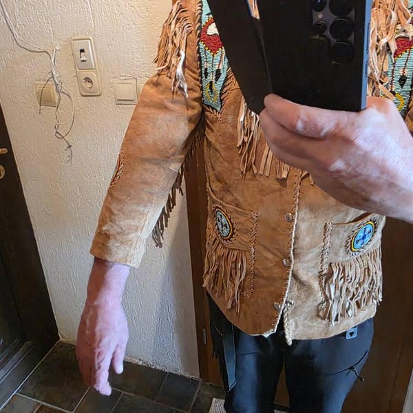 Native Indian American Western Cowboy Buckskin Leather Pant, Beaded ...