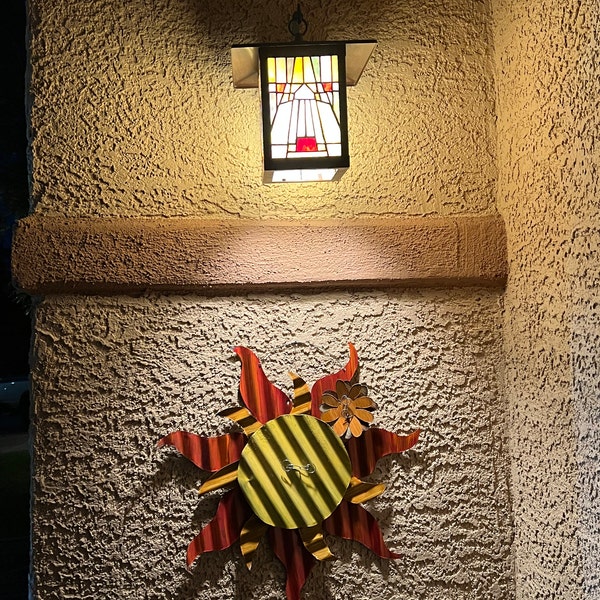 Handmade Corrugated Tin Sun / Handpainted Tin Sun / Metal Sun Decor ...
