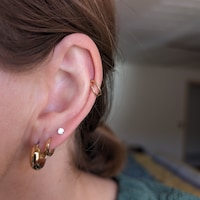 14K Solid Gold Double Row Helix Earring/16g/18g Cartilage Hoop/hinged ...
