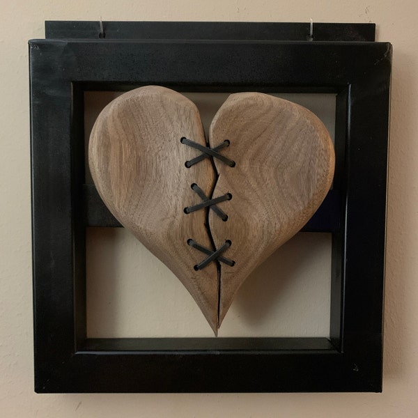 Wood Heart Sculpture Decor Rustic Mended Heart Farmhouse Decor for ...