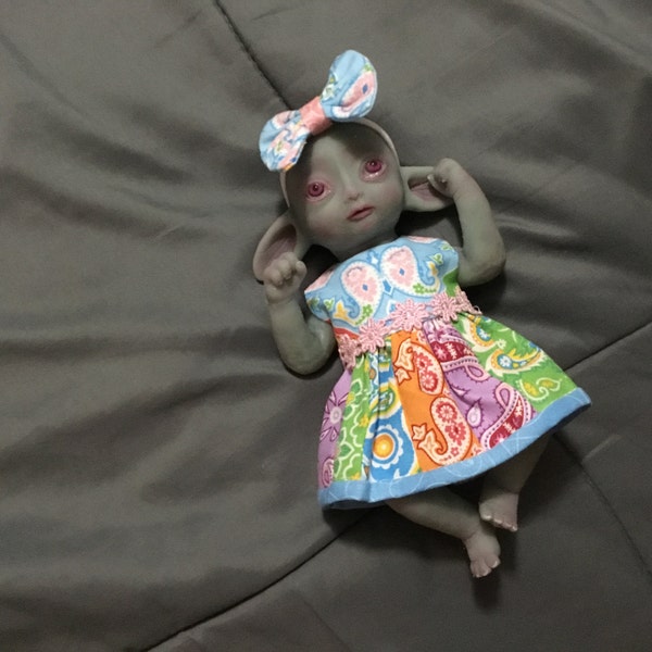 18 Inch Doll Long Doll Dress Blue Storybook Theme Fabric With Headband ...