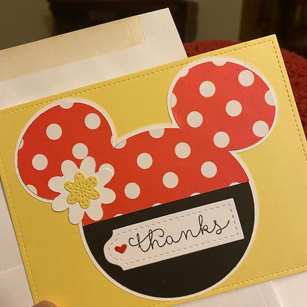 Minnie Mouse Thanks Card-handmade Minnie Mouse Thanks Card-mousekeeping ...