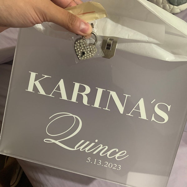 Custom Sweet 16 Money Card Box Real Flowers Engraved Text Lock and Key ...