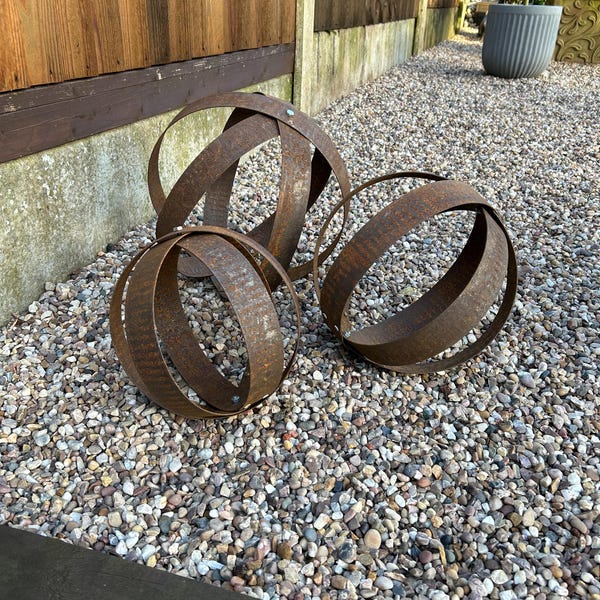 UK Rustic Garden Double Banded Sphere, Decoration Orb, Globe, Ball ...