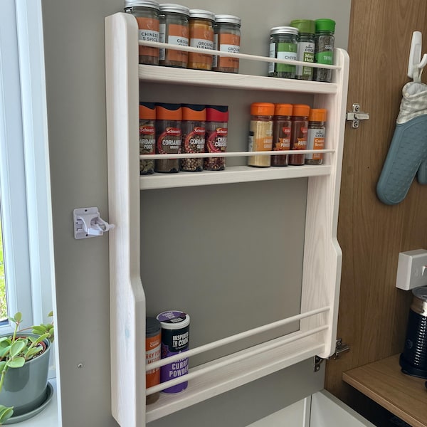 Spice Rack White Dyed 2-5 Shelf Wall Mountable Kitchen Storage - Etsy UK