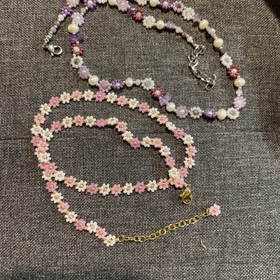 Colorful Pearl Beaded Necklace Flower Bead Necklace for Women Daisy ...