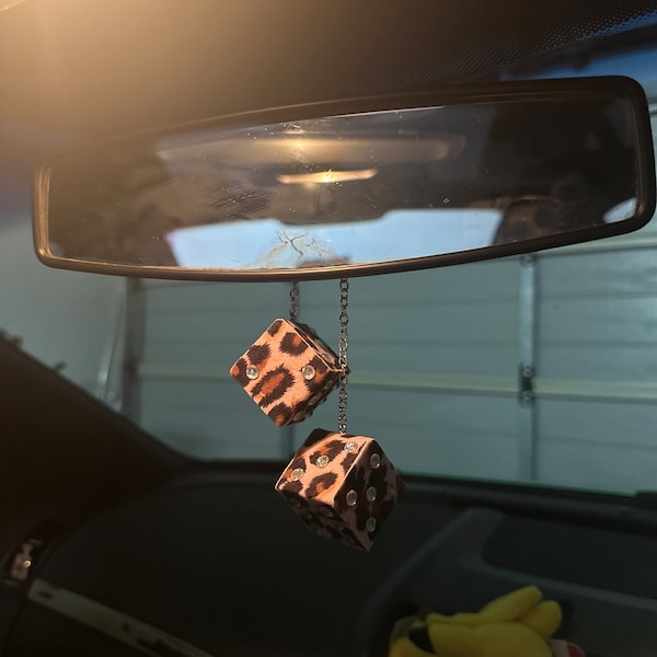 Baby Pink Fuzzy Dice With Silver Chrome Gems and Chain or Cord / Car ...