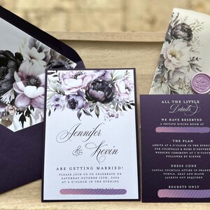 Black and White Wedding Invitation Line Flower Simple Wedding Classic ...