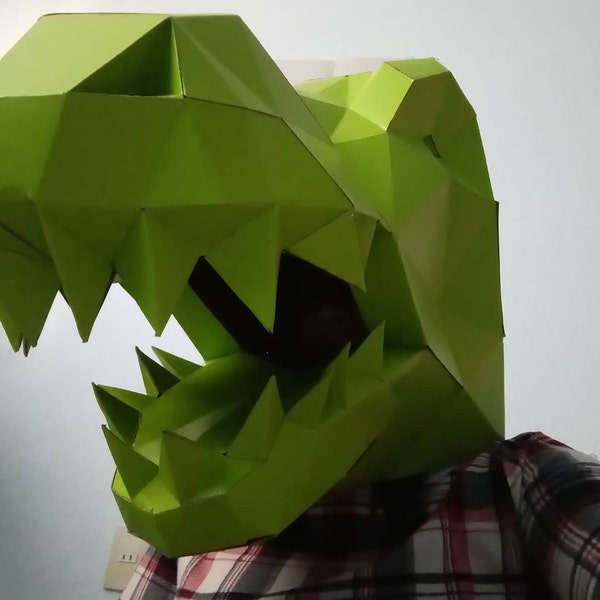 T-REX Mask Paper Craft, Papercraft Dinosaur Mask Template, 3D Low Poly ...