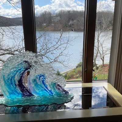 12 Inch Spiral Glass Wave With Stand - Etsy