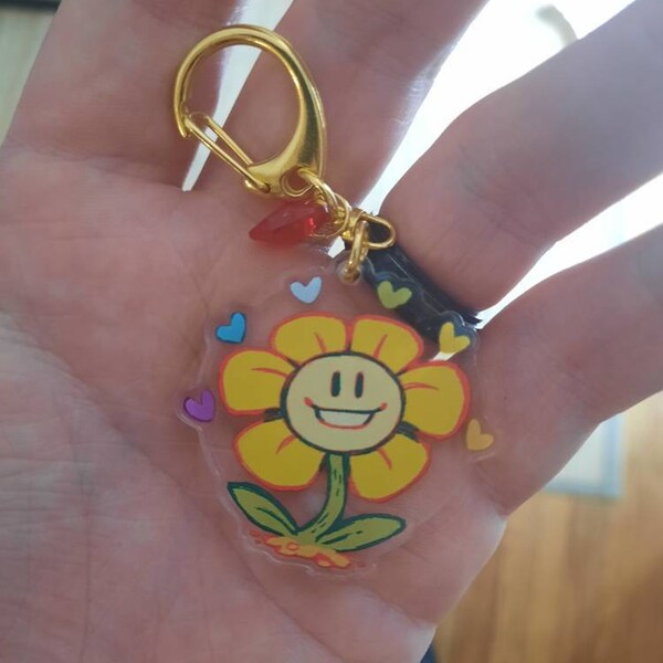 Undertale Flowey 1.5" Doubled Sided Acrylic Charm - Keychain or Cell ...