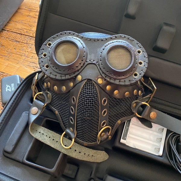 FITS Over GLASSES Mad Engineer Leather and Mesh Face Mask Diesel Punk ...