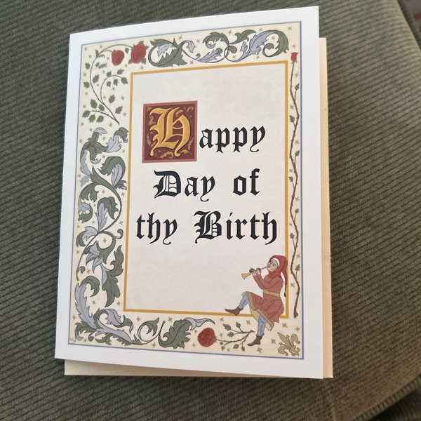 Medieval Birthday Card, Illuminated Manuscript Style Greeting Card ...