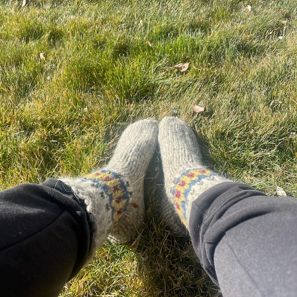 Unique Sheep's Wool Socks 100% Natural Warm Handmade Casual All Sizes ...