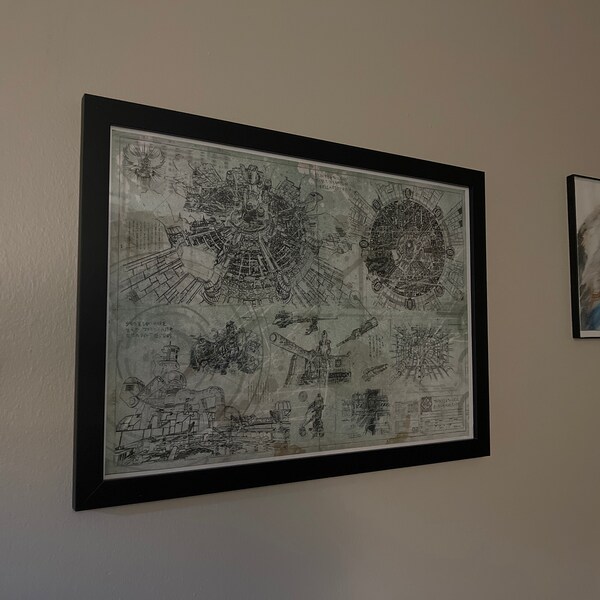 Final Fantasy - Midgar Blueprint / Aged Specs (A2 = 420mm*594 or 16.5 ...