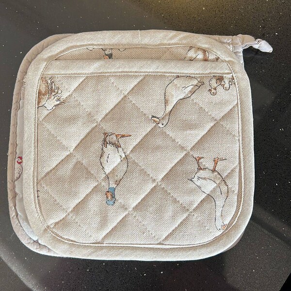 Pot Grab, Pot Holder With Two Layers of Insulation Backed With Calico ...