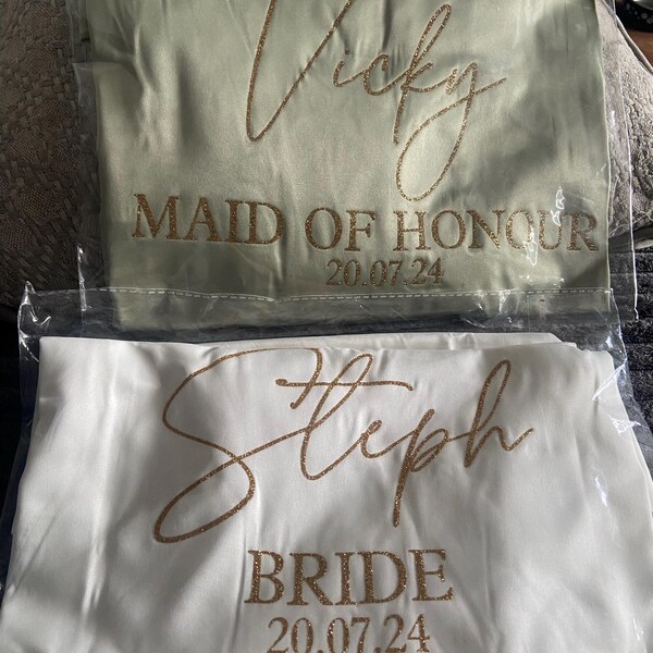 PERSONALISED SATIN PYJAMAS - Silky Hen Party Pjs, Bridesmaid Proposal ...