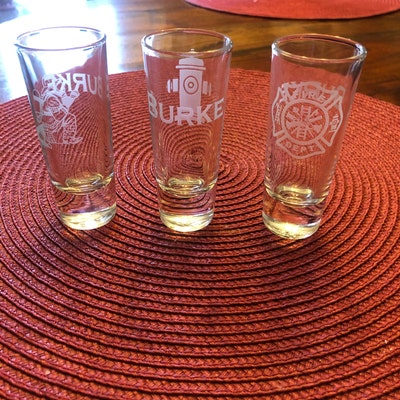 Personalized Fire Hydrant Etched Shot Glass . Fireman, Firefighter - Etsy