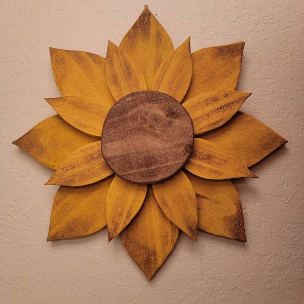 Farmhouse Wooden Sunflower - Etsy