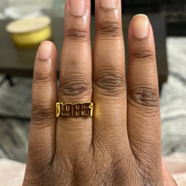 Year Ring , Date Ring , Dainty Number Ring , Date Signet Ring , Old ...