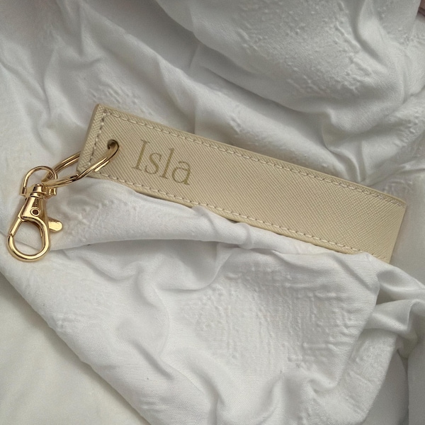 Keyring With Initials, Personalised Wristlet Keyring, Custom Name ...