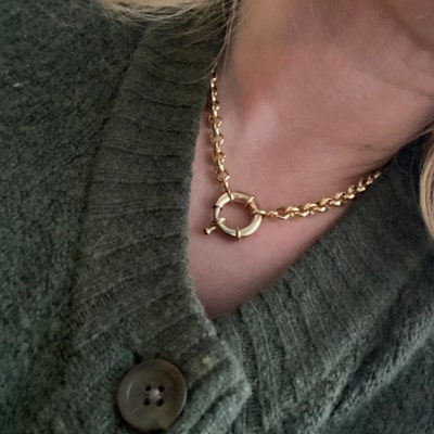 18k Gold Filled Large Spring Ring Clasp Creative Design Styling ...