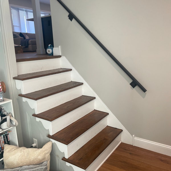 2"x1" Metal/steel Handrail for Stairs/steps, Satin Black Ultra-modern ...