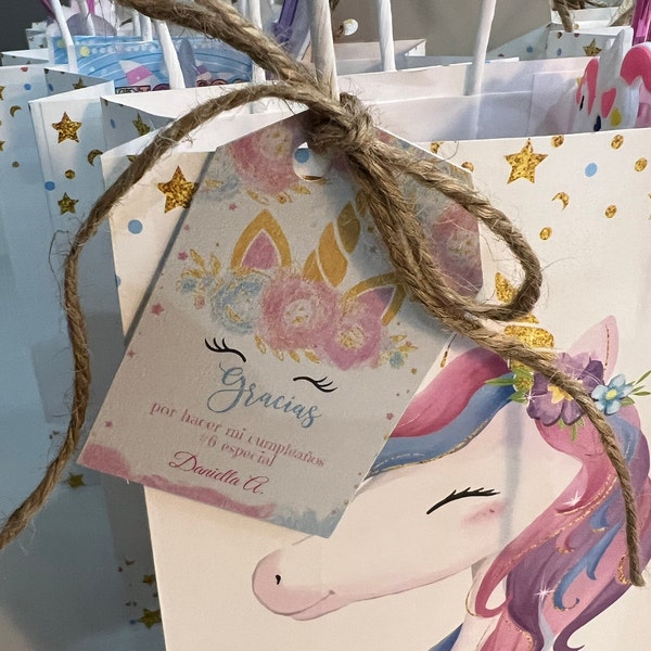 EDITABLE Unicorn Favor Tags, Thank You Tags, Gift Tags, Unicorn Party ...
