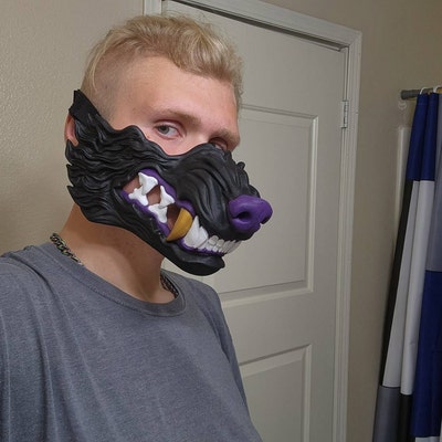 Snarling Wolf Mask 3D Printed Demon Oni Half Mask - Etsy