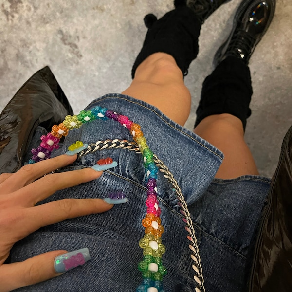 Sparkle Rainbow Kandi Flower Belt Chain - Etsy