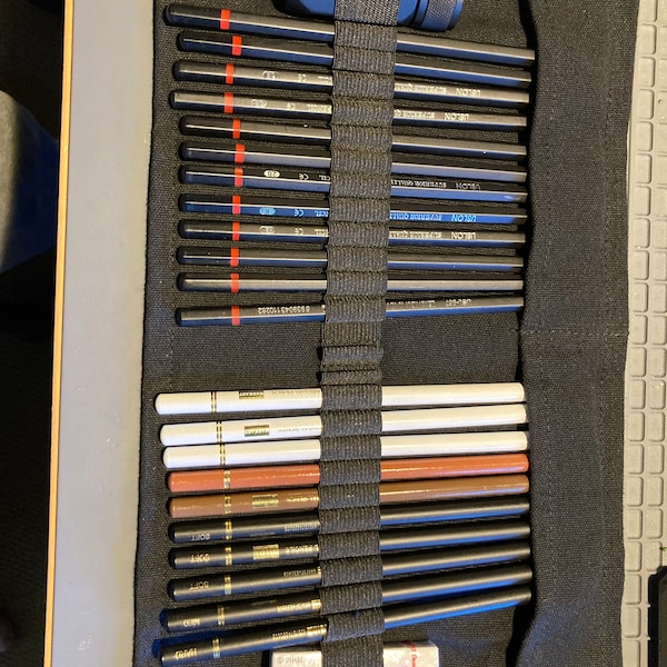 Black Canvas Roll up | Pen Case | Painting Pencil Roll | Crochet Needle ...