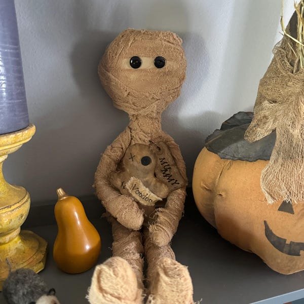 Primitive Fall Mummy With Voodoo Doll Halloween Spooky Farmhouse Decor ...