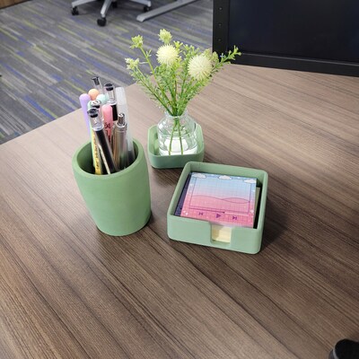 Desk Accessories Set Post-it Holder Pen Cup Desk - Etsy