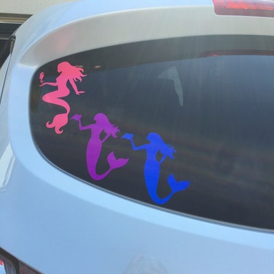 Mermaid With Seahorse Car Window Decal - Etsy