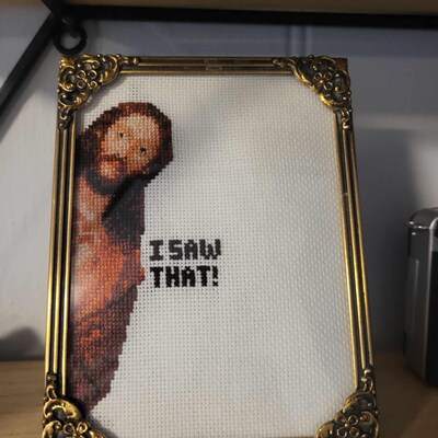 Peeking Jesus I Saw That Cross Stitch Pattern Funny Christ Xstitch ...