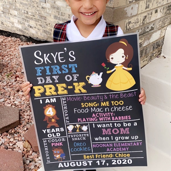 Princess First Day of School Printable Sign, Girl Back to School ...