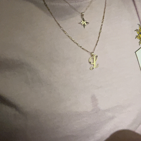 10k Solid Gold Initial Pendant Necklace - Letter Jewelry Gift - Etsy