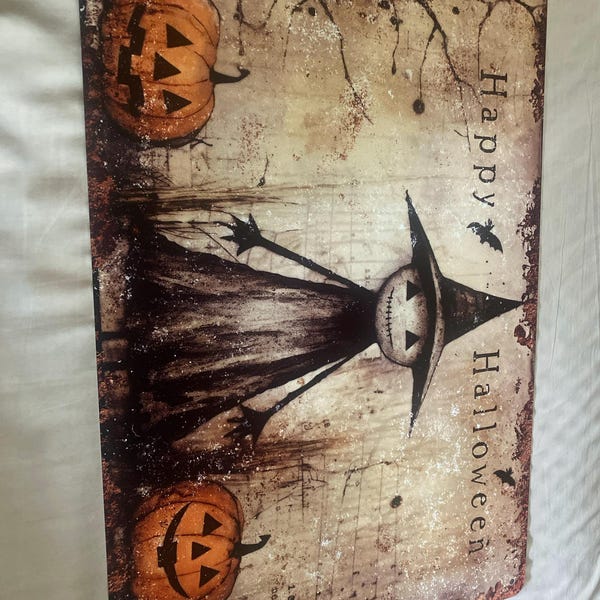 Primitive Halloween Decor Metal Sign Decoration Antique Rustic ...
