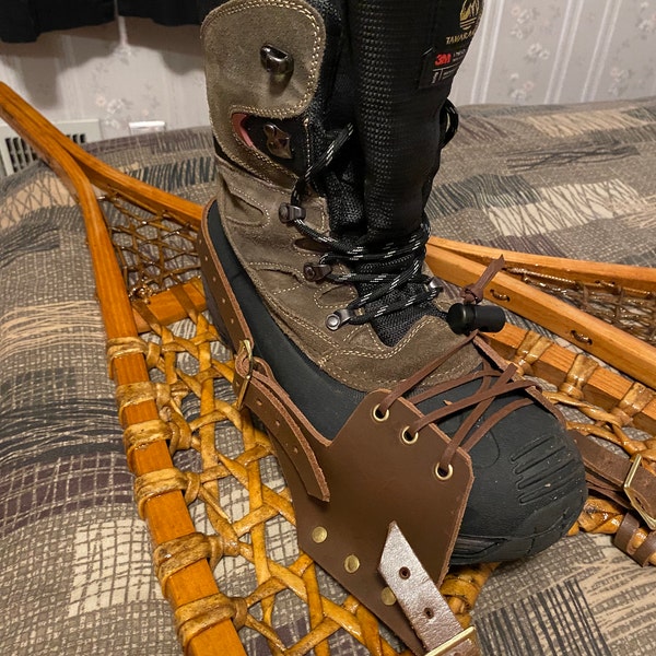 BINDINGS ONLY Pair Leather Snowshoe Snow Shoe Quick Bindings Straps ...