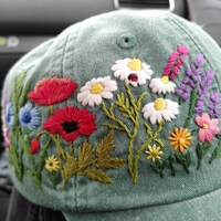 Hand Embroidered Hat, Embroidered Flower Hat, Embroidery Hat ...